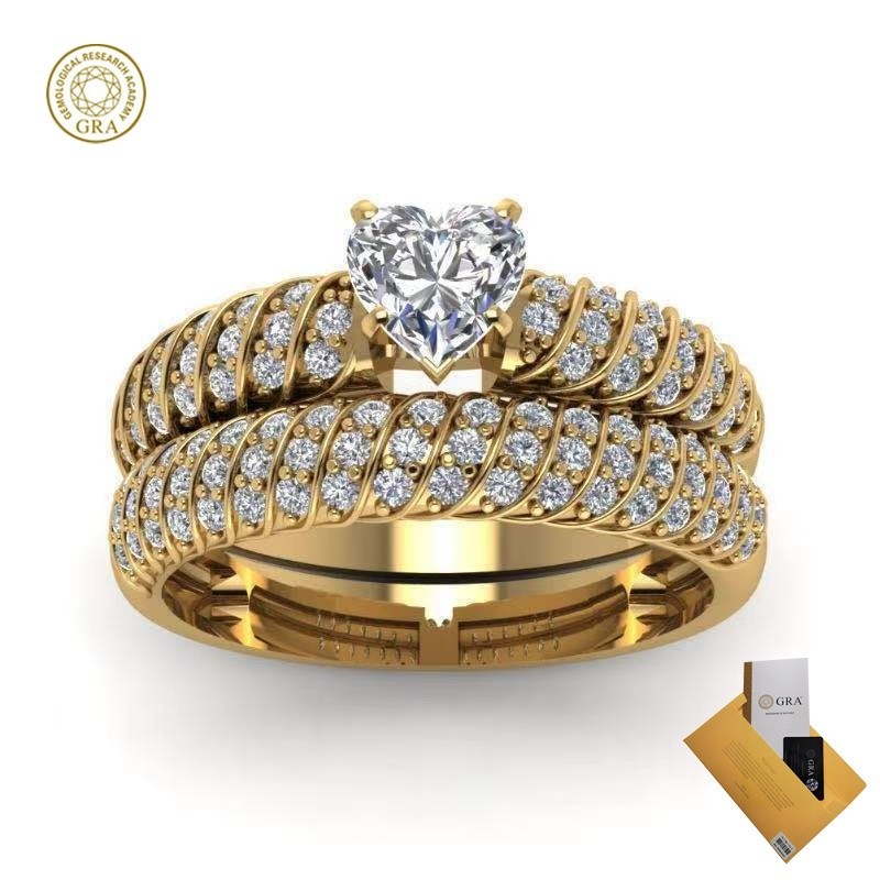 (with Gra Certificate) New Moissanite Women's Fashion Wedding Gold Ring ...