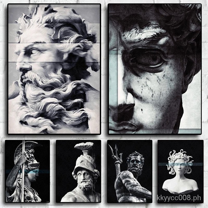 David Medusa Athena Modern Sculptures And Lines Painting Canvas Print ...