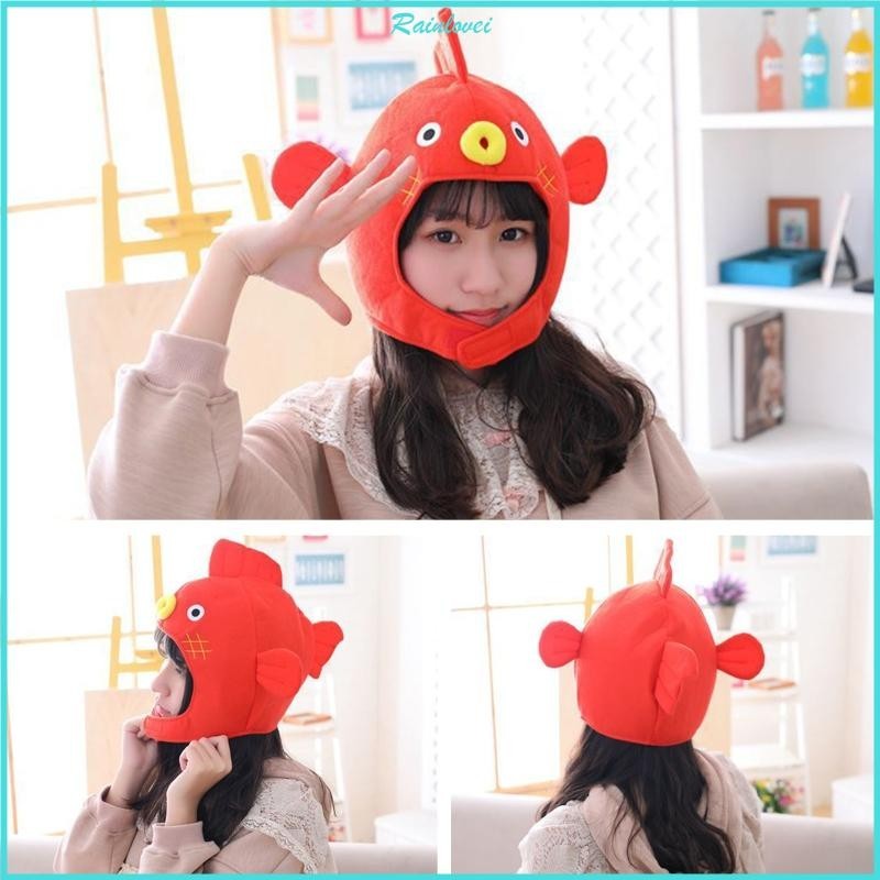 Rainlovei Puffer Fish Headband Plush Hat Cute Outdoors Cartoon Animal ...