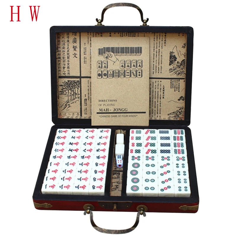 Chinese Numbered Mahjong Set 144 Tiles Mini Mah-Jong Set Portable ...