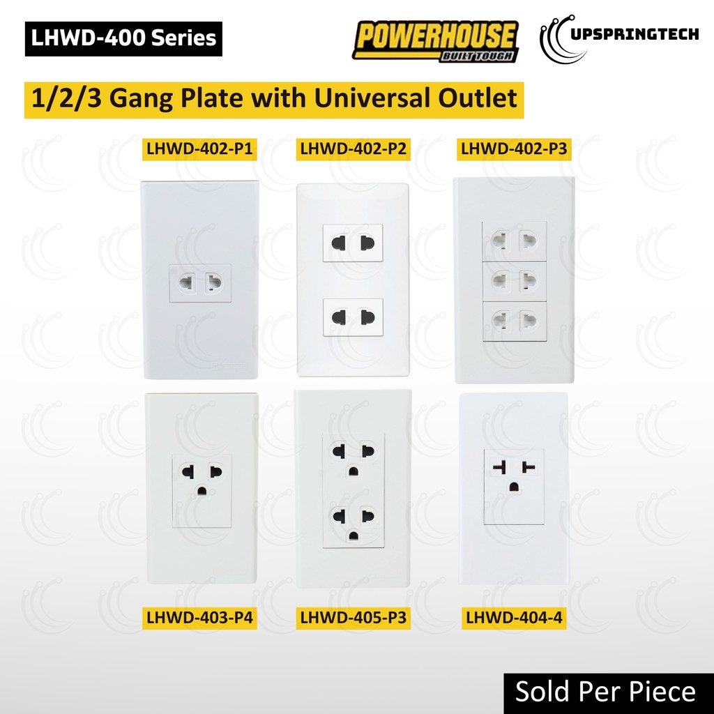 Powerhouse Universal Outlet Plate – 1/2/3 Gang, 250V 16A, 120mm x 70mm ...