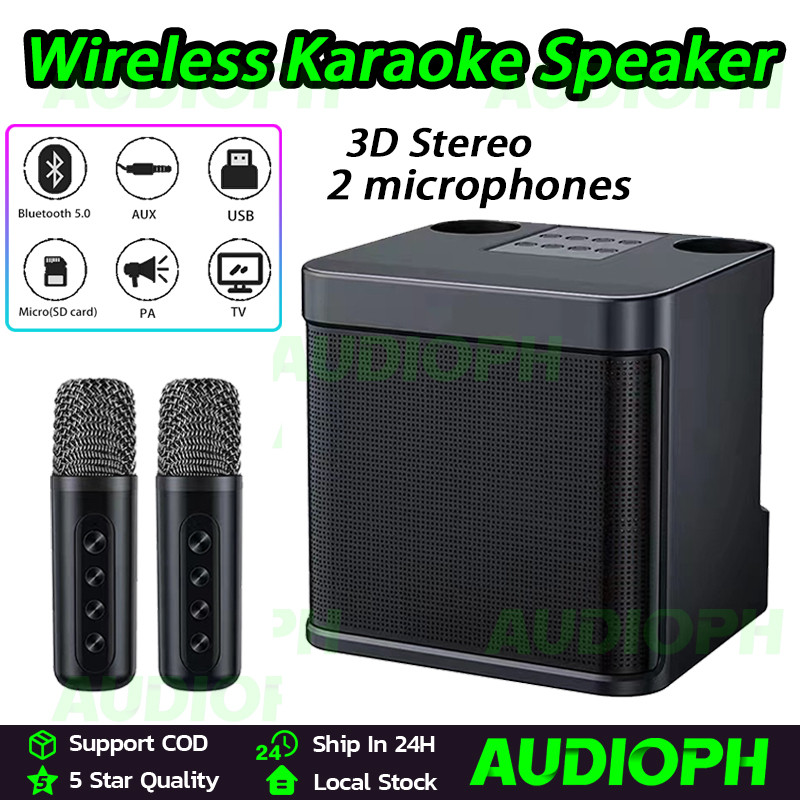 Bluetooth Speaker with Mic Wireless Karaoke 3D Stereo Amplifier Dual ...