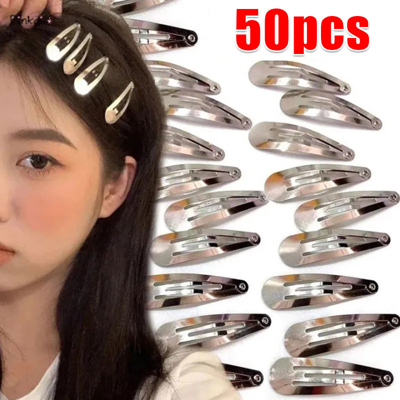 10/20/30/40/50Pcs Silver Water Drop Shaped Hair Clip / Metal Y2K BB ...