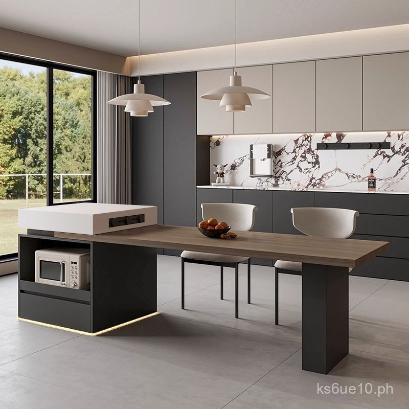 Minimalist Modern Island Table Dining Table Integrated Extendable ...