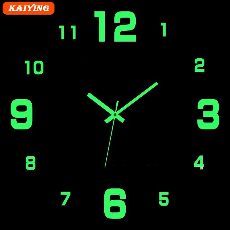 3D Luminous Wall Clock Frameless Acrylic DIY Digital Clock Wall ...