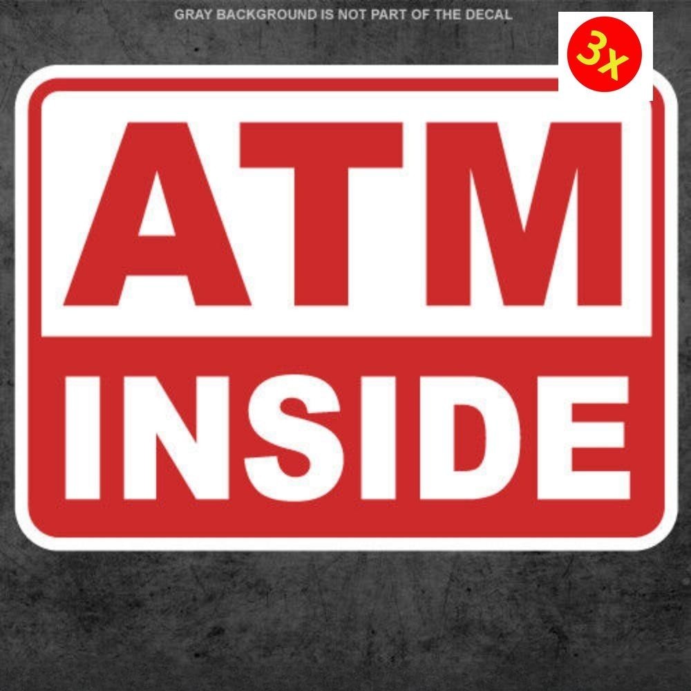 3X ATM Sticker Decal Business Cash Machine Store Window Money Debit ...