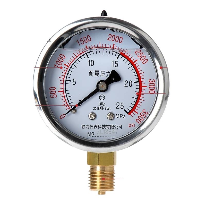 Shock-resistant pressure gauge YN60 vertical hydraulic gauge oil pressure gauge water pressure ...