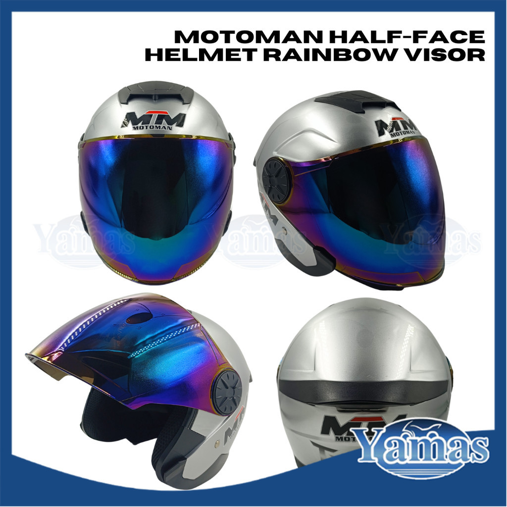 MOTOMAN HALF FACE HELMET RAINBOW VISOR MTM-102-RAINBOW MOTORCYCLE YAMAS MOTORCYCLE ACCESSORIES ...