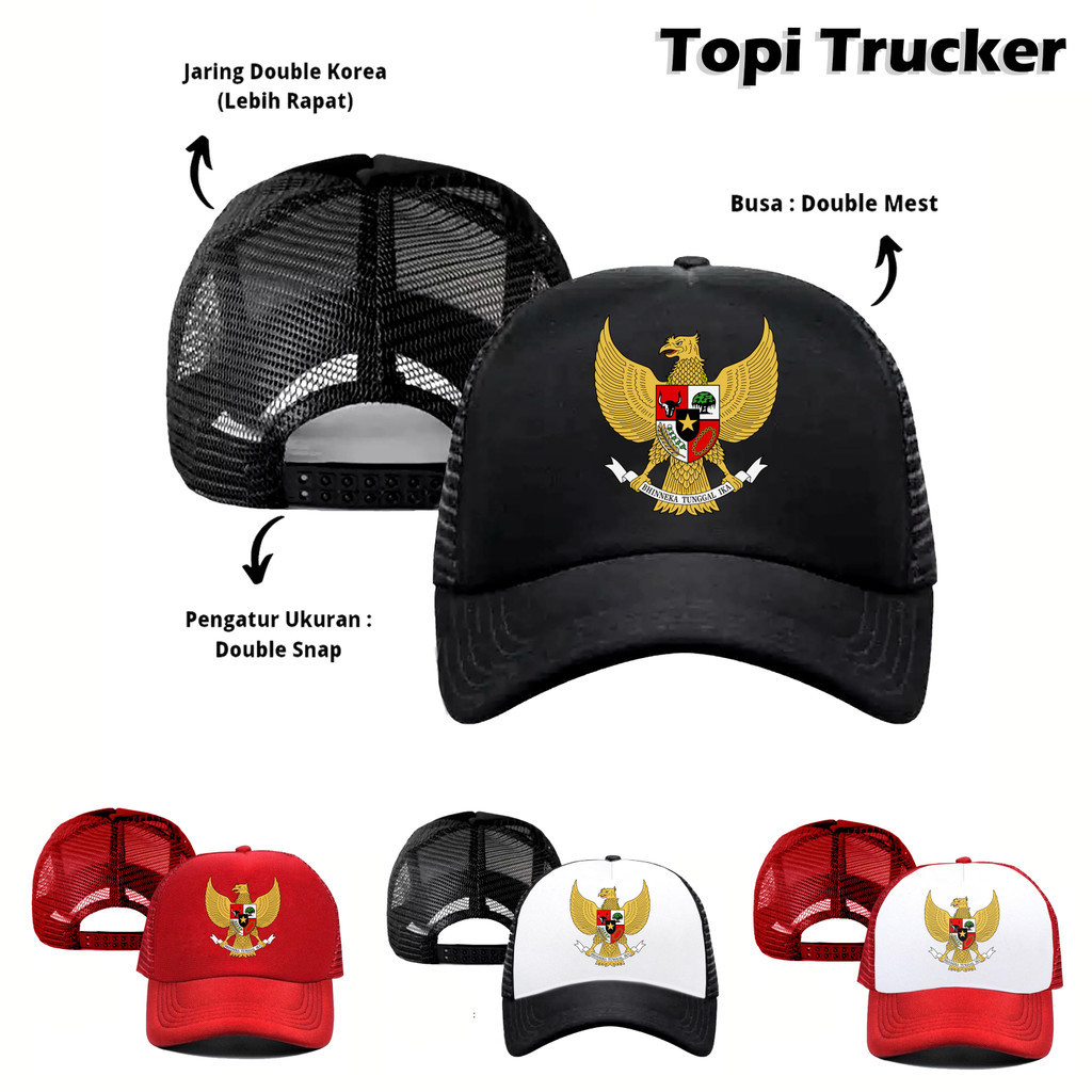 Garuda Indonesia Country Logo Screen Printed Mesh Trucker Hat Custom ...