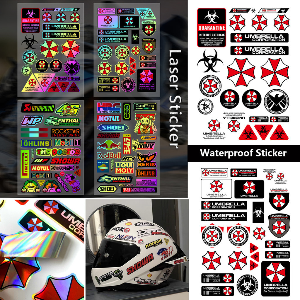 A4 Size Motorcycle Side Strip Bike Helmet Sticker Umbrella Corporation ...