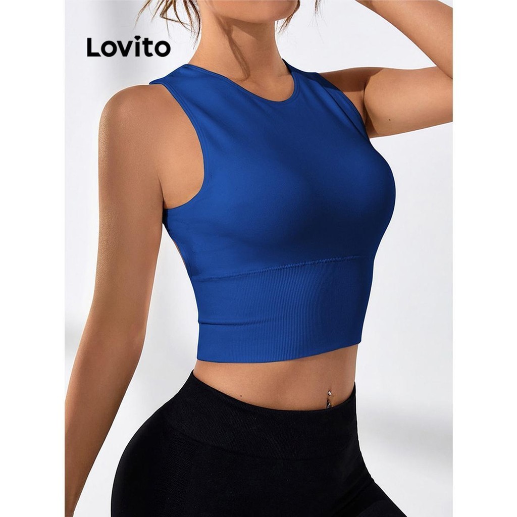 Lovito Women Sporty Plain Backless Basic Sports Bra LNL60216 | Shopee ...
