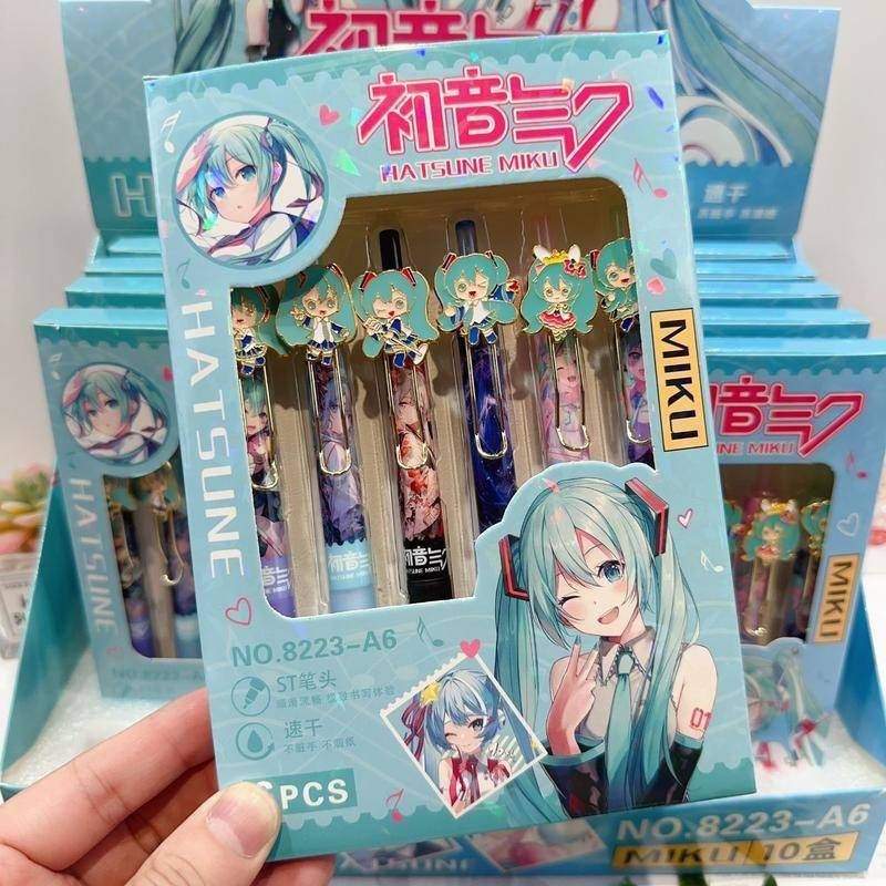 6Pcs/Lot Anime Hatsune Miku ballpoint pen Game Cartoon Metal Pendant ...