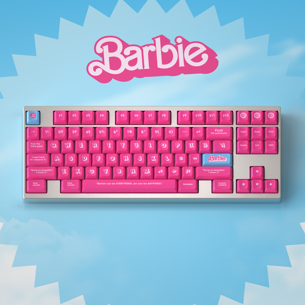Barbie Pink Power Keycap Cherry Profile PBT Five-sided Dye Sublimation ...