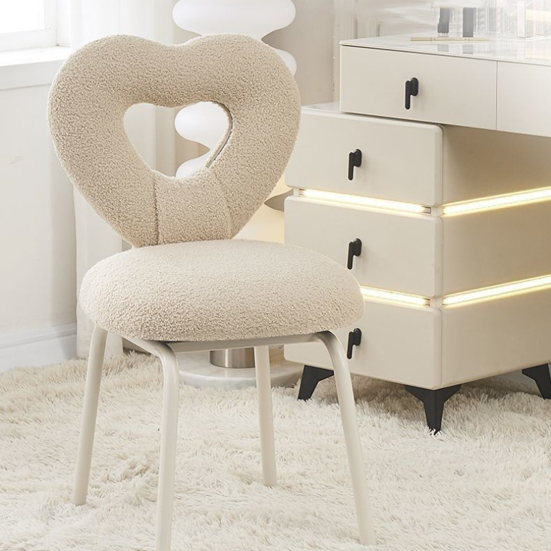 Makeup Chair Dressing Stool Lamb Velvet Love Shape Chair Bedroom Simple ...