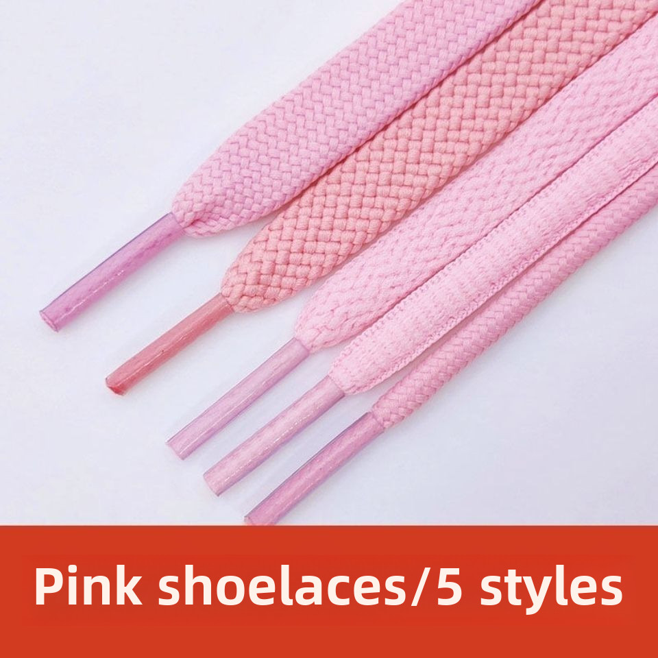 Pink Light Pink Shoelaces Flat Round Oval Canvas Shoes Sneakers Casual ...
