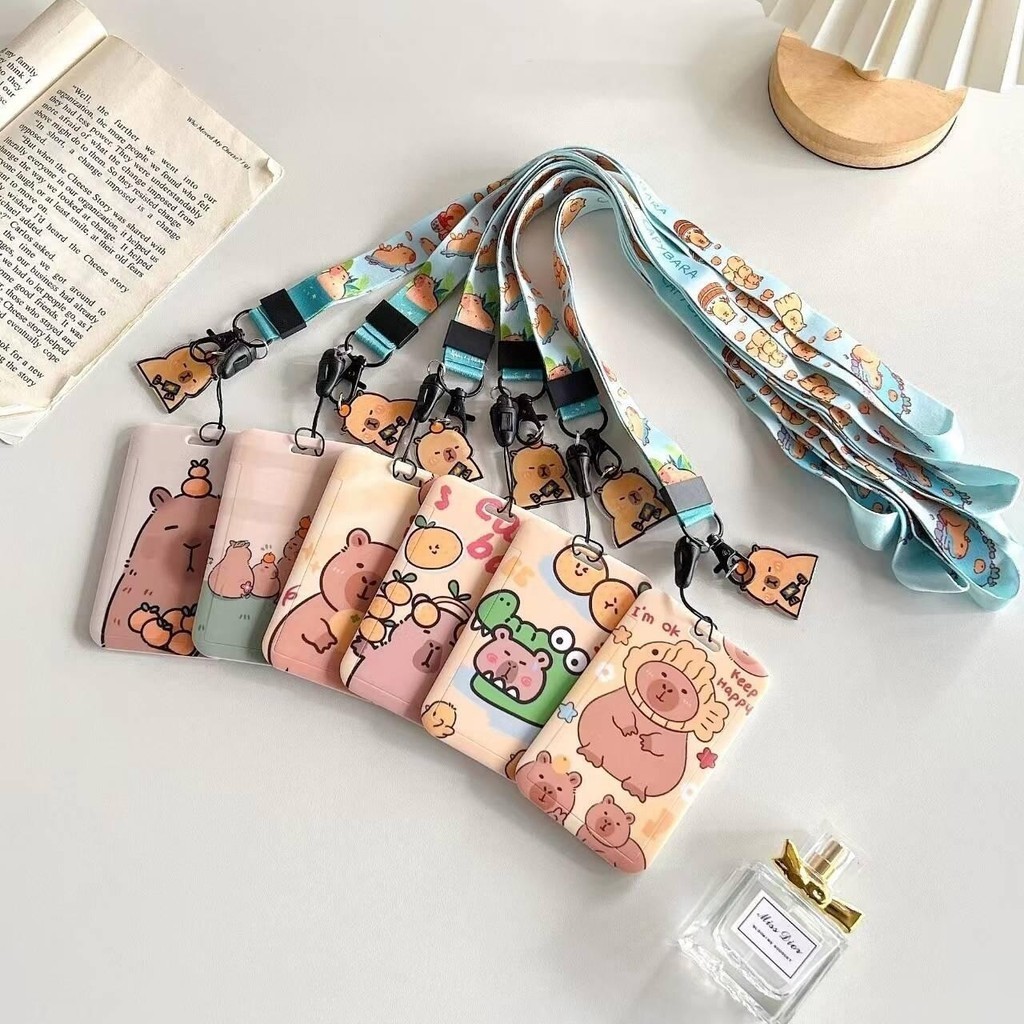 Card Holder + Neck Strap Can Put Key Durable Material Hold 2 Cards At ...