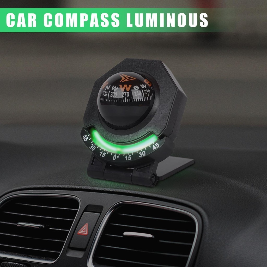 Car Compass Glow-in-The-Dark Car Compass 180 Degree Adjustable Portable ...
