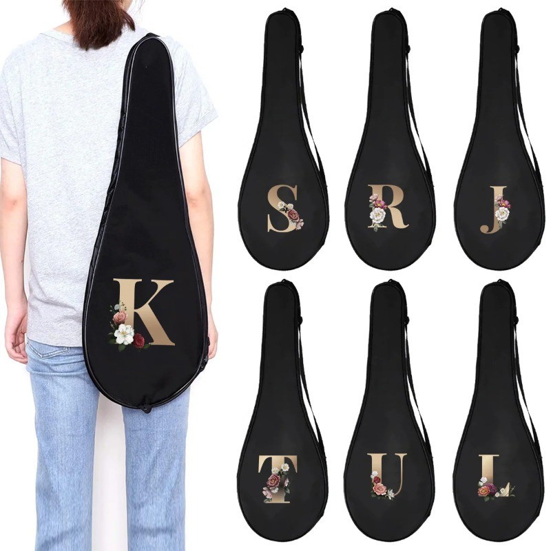 Badminton Bat Cover Badminton Racket Bag Adjustable Shoulder Strap Gold ...