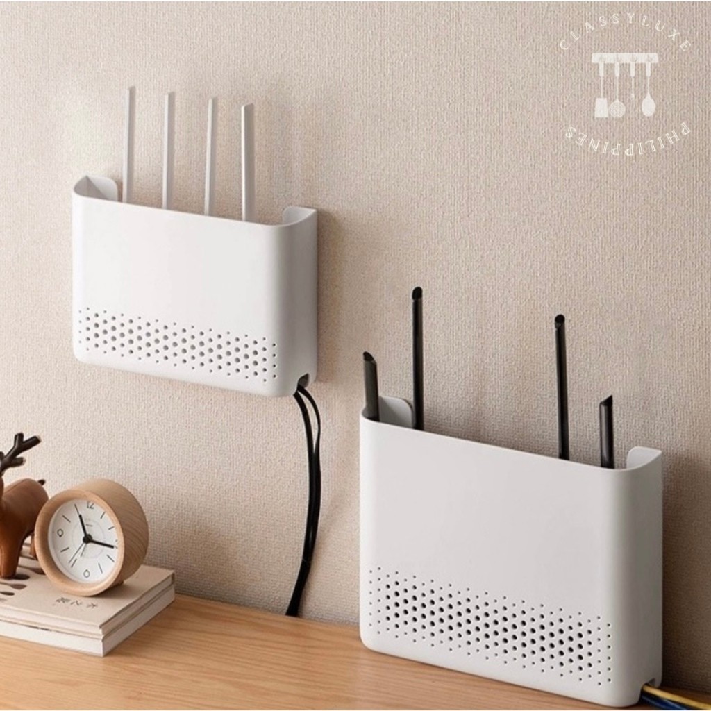 KITkitchen Wireless Router Storage Box Punch-free Wall-mounted Living ...