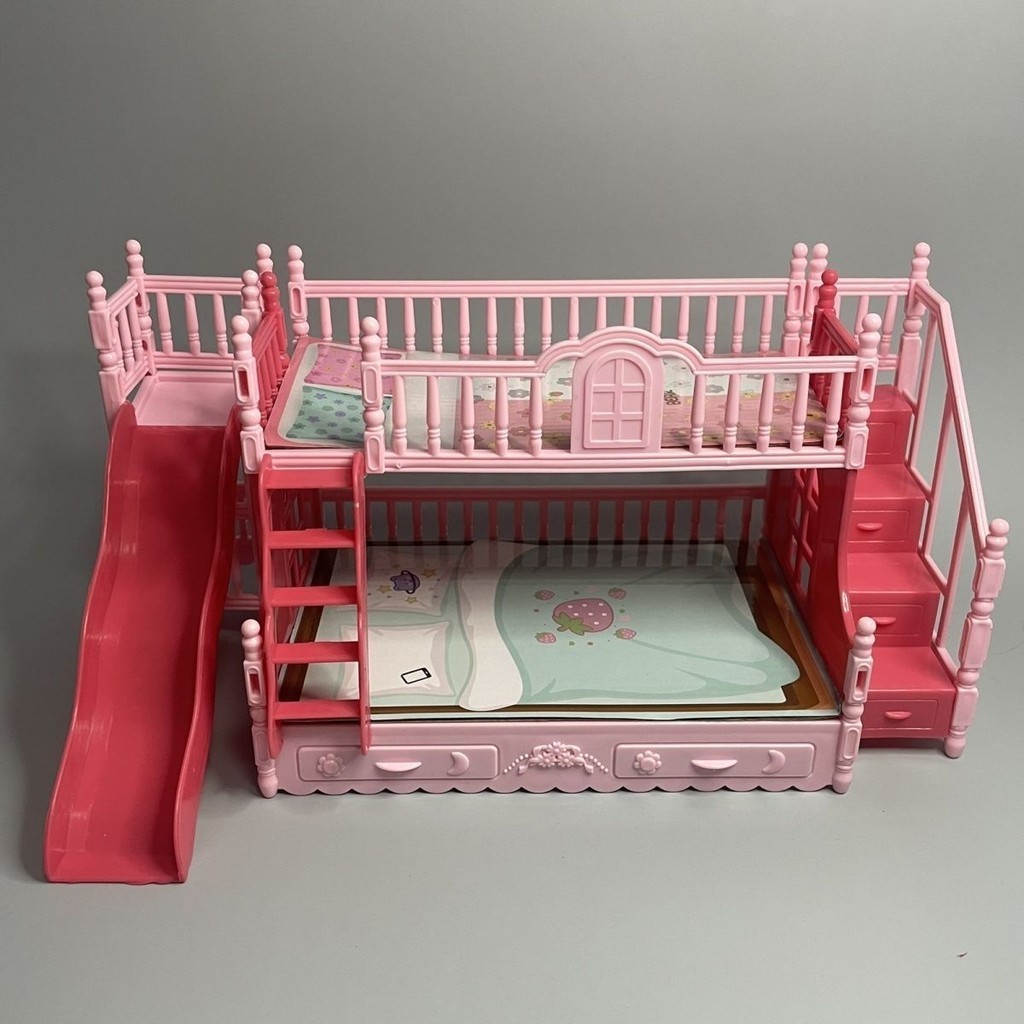 Barbie Doll 17cm Princess Bunk Bed Lower Bunk Bed Bedroom Mini Bed Play ...