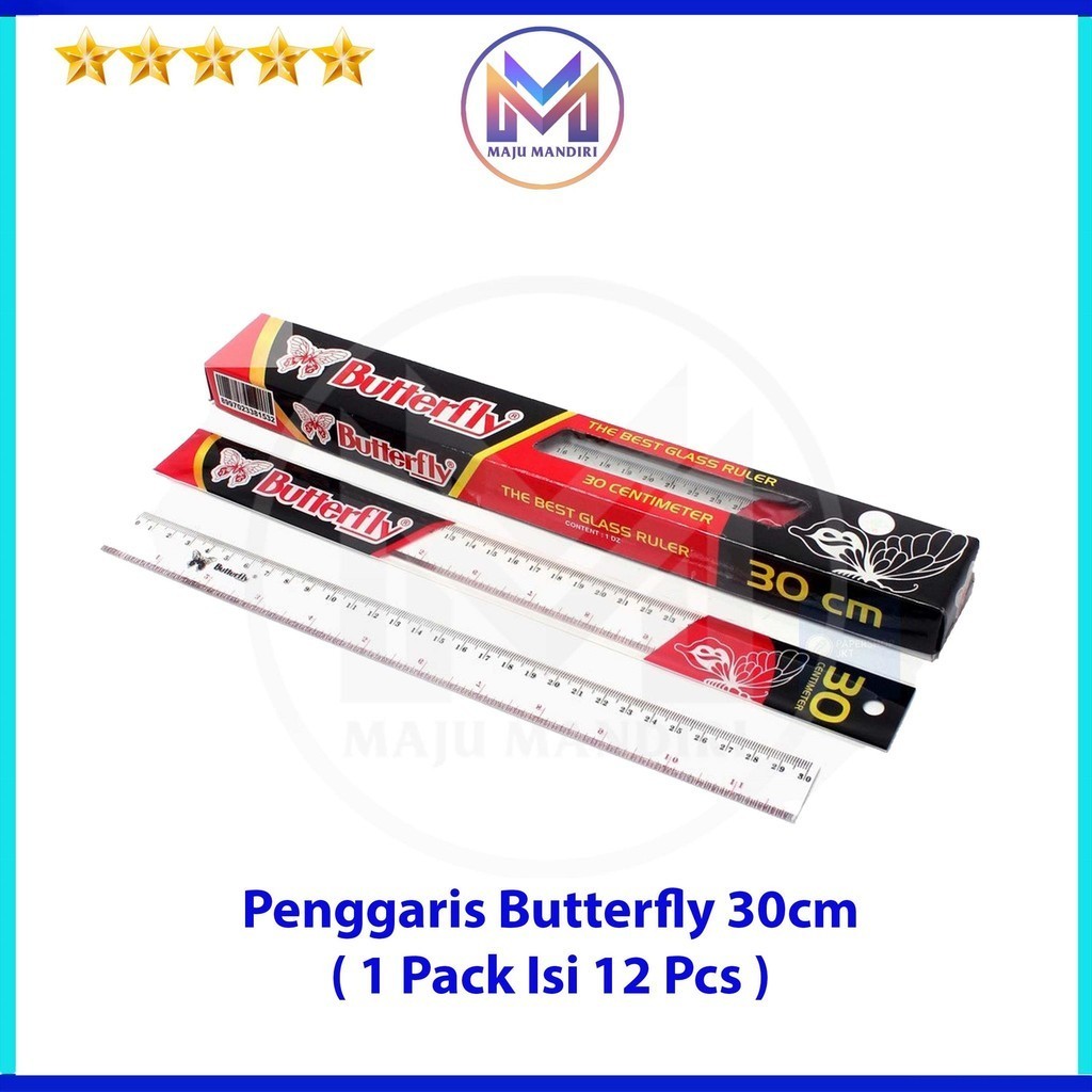 30 cm Butterfly Plastic Ruler / Ruller Per Pack Contains 12 Pcs ...