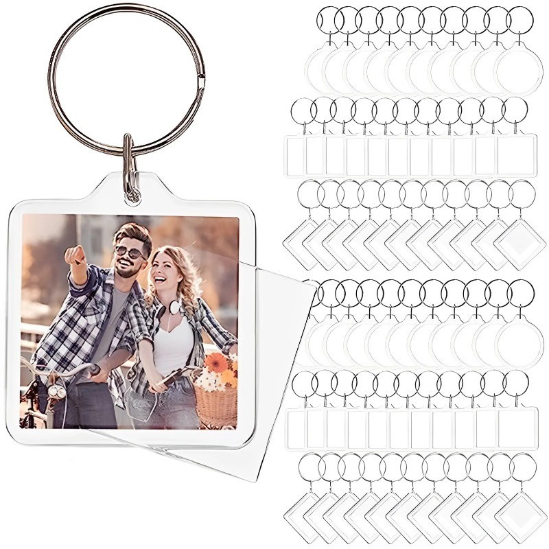 Transparent Acrylic Blank Photo Keychain/DIY Insert Personalized ...