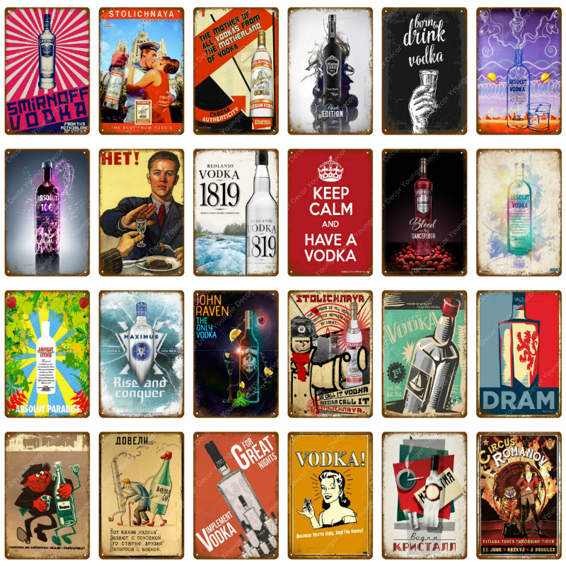 Russian Vodka Metal Signs Classic Absolut Vodka Beer Poster Pub Club ...