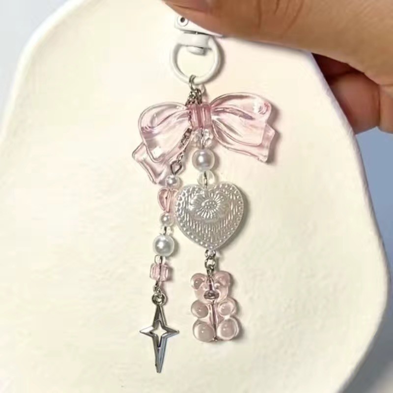 [Pink Bear Dreamland]Beaded Bag Hanging Small Pendant Key Chain Camera ...