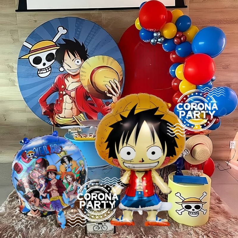 One Piece D.Luffy Themd Balloon Garland Red Blue Yellow Latex Balloon ...