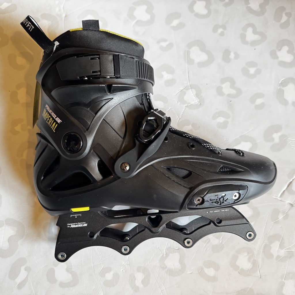 POWERSLIDE - Yellow Imperial Urban Inline Skate Boot + Frame (EU45-46 / NEW / RIGHT ONLY ...
