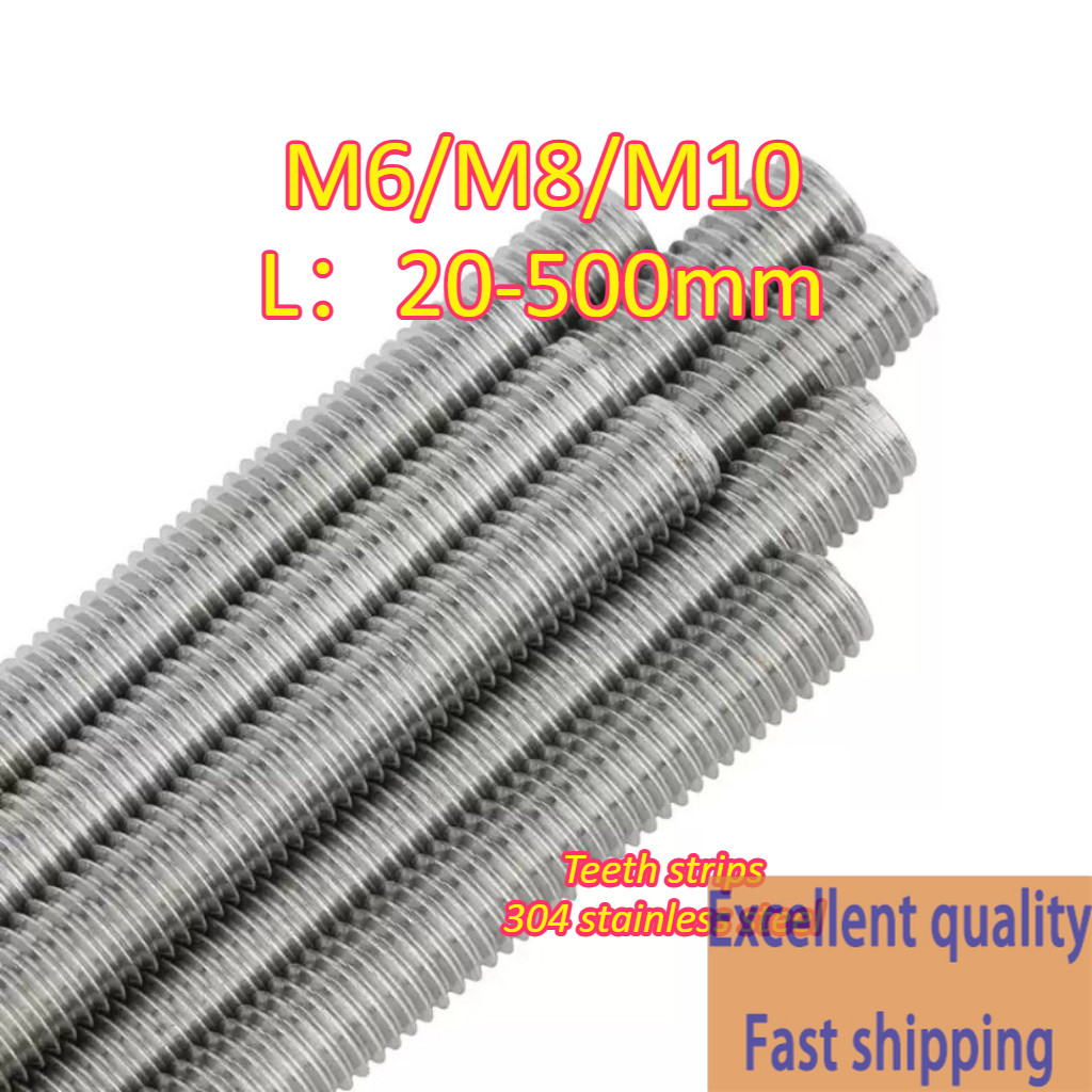 304 Stainless Steel Full Thread Tooth Bar Tooth Bar Coarse Thread M6/M8 ...