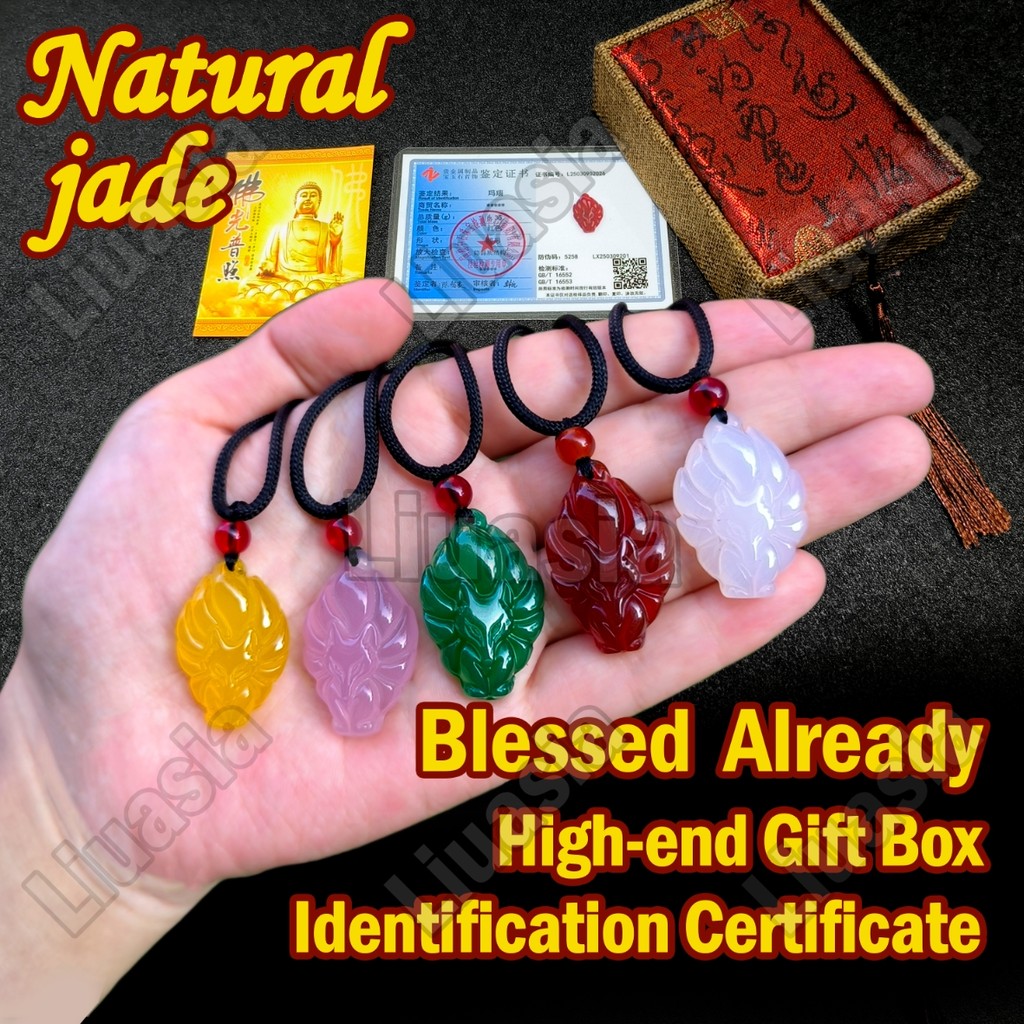 2025 Lucky Charm Crystal 9 Nine Tailed Fox Queen Necklace Jade Necklace ...