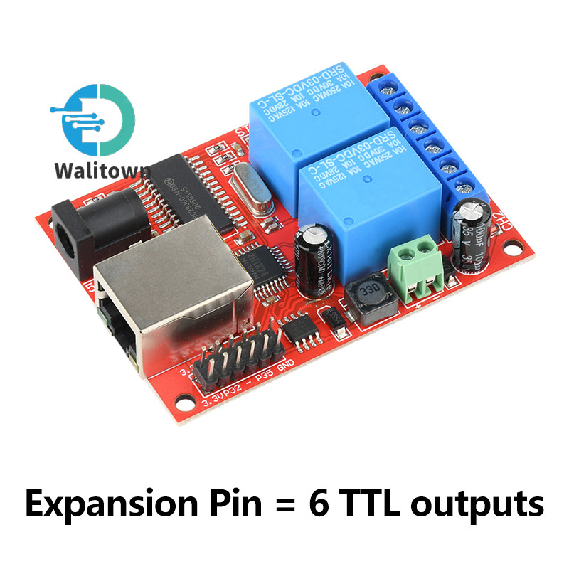 DC5-24V 2-Channel Ethernet Relay Cloud Remote Control Network Switch Timer Controller Module 5.5 ...