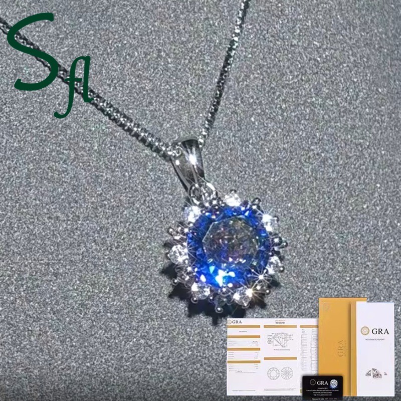 SFL 3 Karat Eight Hearts And Eight Arrows PT950 Blue Moissanite Full ...