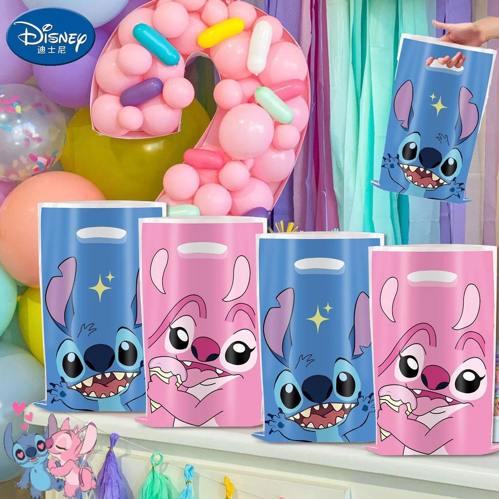 10-Pack Disney Stitch Birthday Party Bags Vintage Style ABS Plastic ...