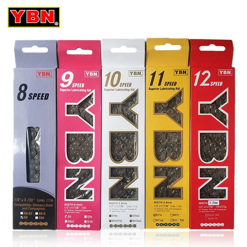 YBN Bike Chains 8 9 10 11 12 Speed MTB ROAD Bike Chain 116/126 Links ...