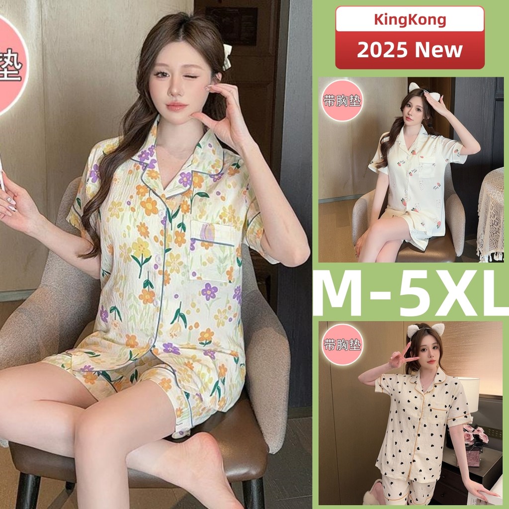 M-5XL Padded Pajama for Women Plus size Cotton Pajamas Terno Summer ...