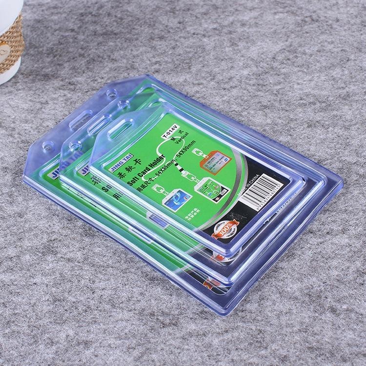 2pcs Soft ID case holder vertical /Horizontal Transparent Plastic Badge ...