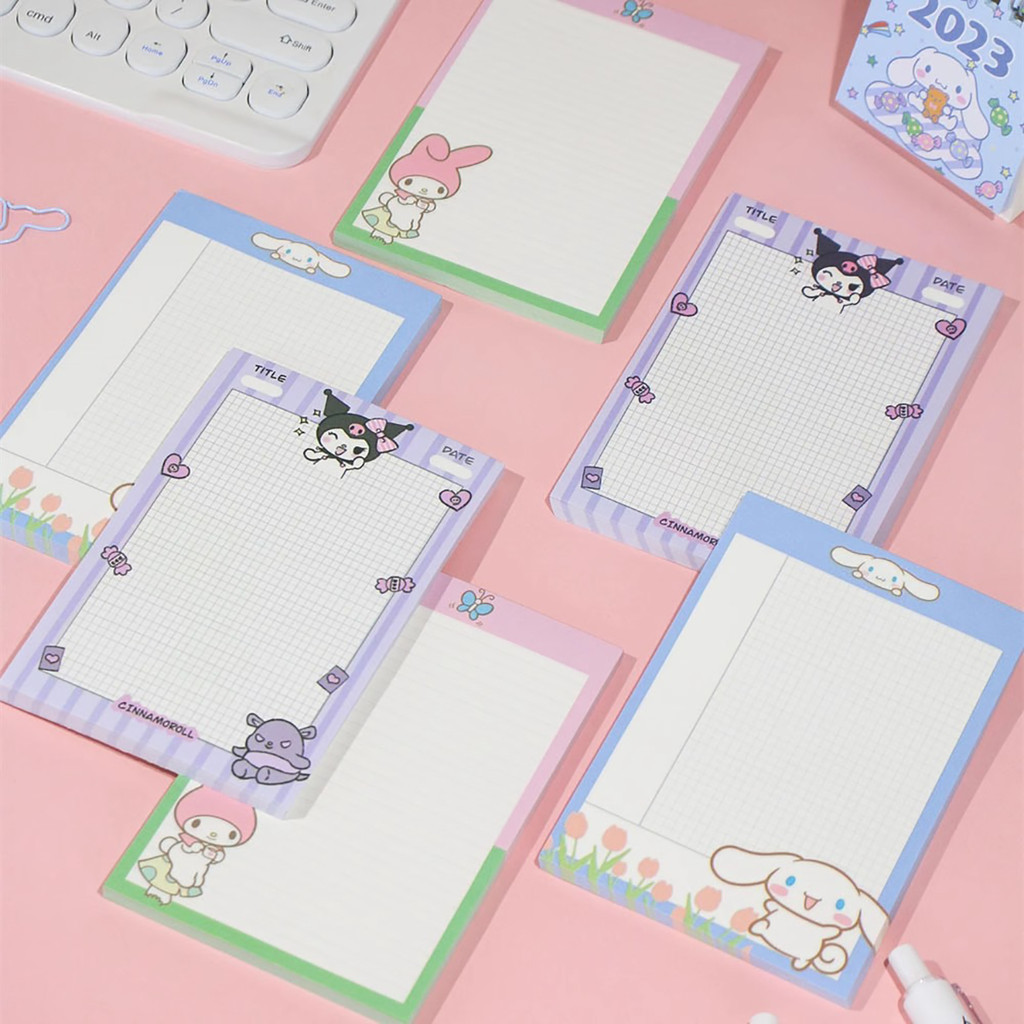50 Pages Cute Sanrio Sticky Notepads Cartoon Tearable Line Note Paper ...