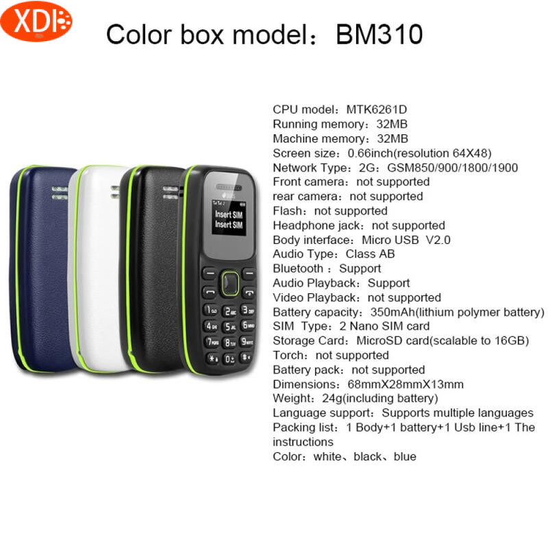 Bm310 Mini Phone 2G Bar Feature Phone Mobile Phone Keys For The Elderly ...