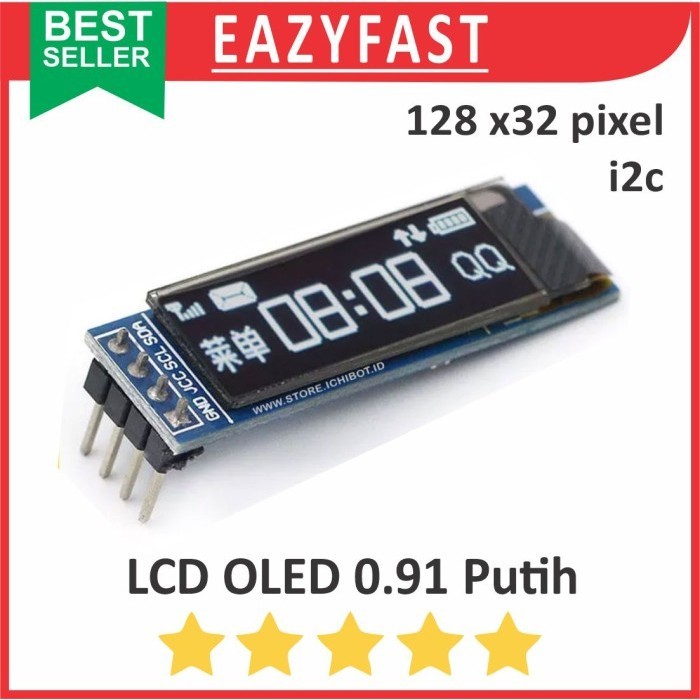 PUTIH Oled LCD Module 0.91 Inch White Display Screen 0.91" 128x32 i2c Arduino Module | Shopee ...