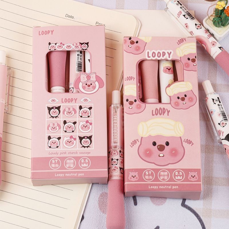 CHO⭐Loopy Sponge Fat Pen Niche Student Press Black Pen 0.5mm Simple ...