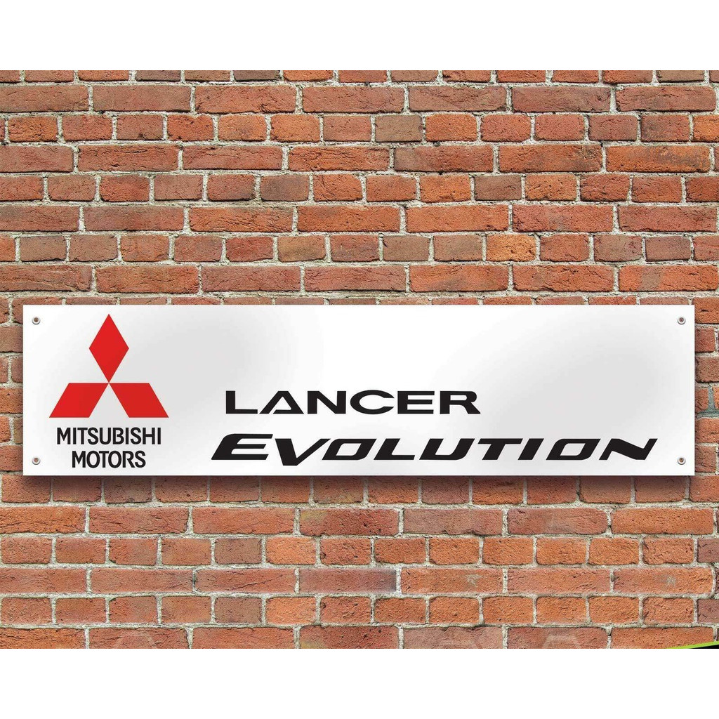 Mitsubishi Lancer Evolution Banner Garage Decorative Sign Tin Sign Club ...