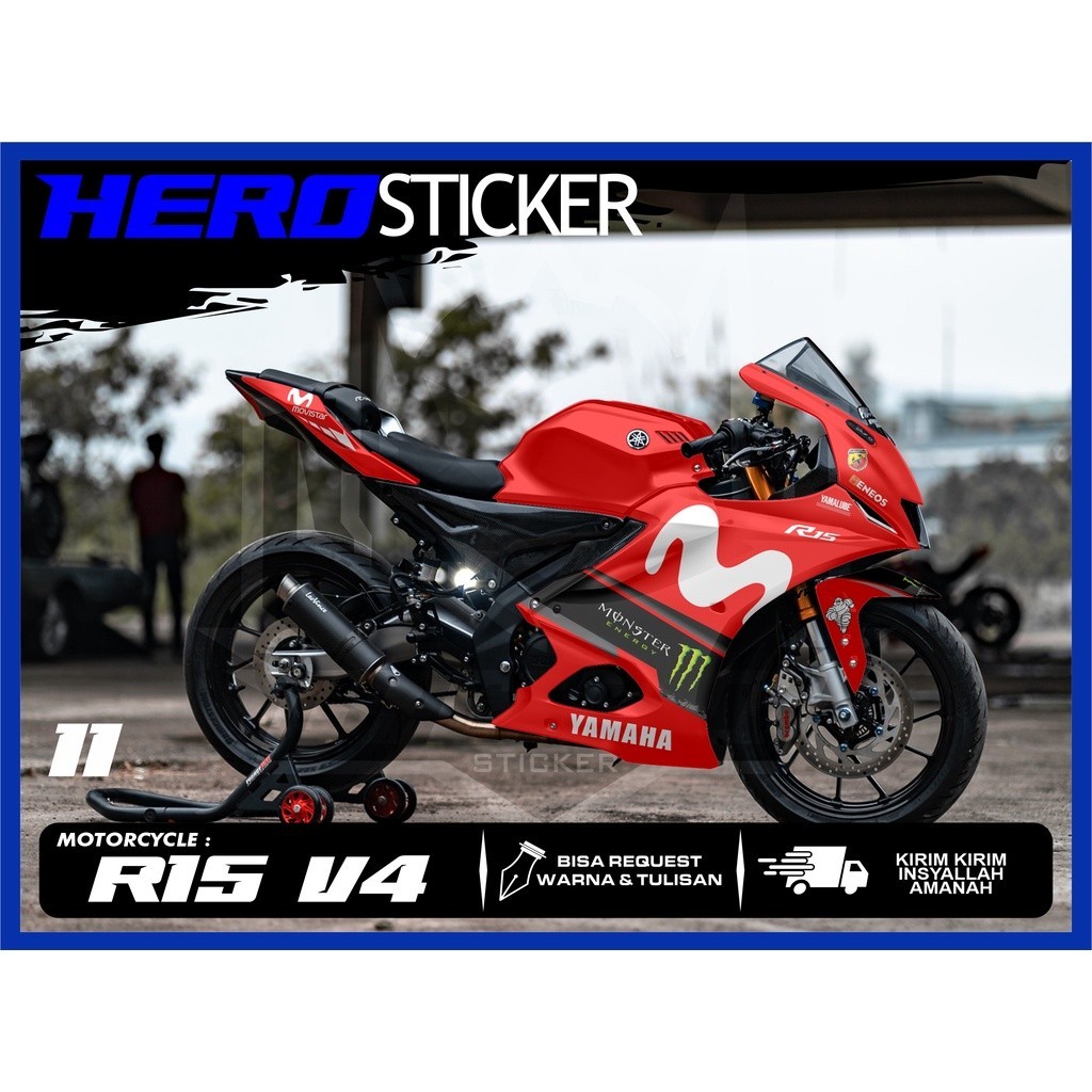 Sticker Decal Yamaha R15 V4, Sticker Decal R15 V4 Variation Monster R15 ...