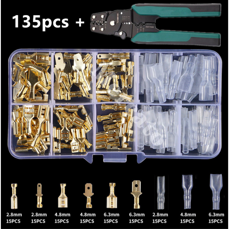 [COD] 135pcs/360pcs/280pcs 2.8mm 4.8mm 6.3mm Plug Spring Female Male ...