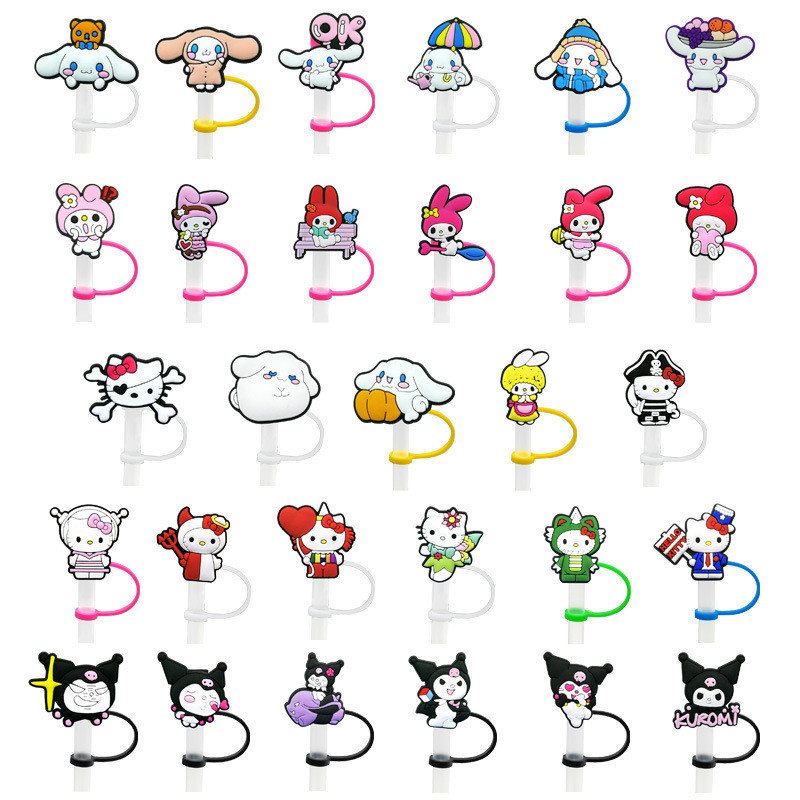 Animation Cartoon Kuromi Series 8mm Straw Covers Cap Cute Silicone ...