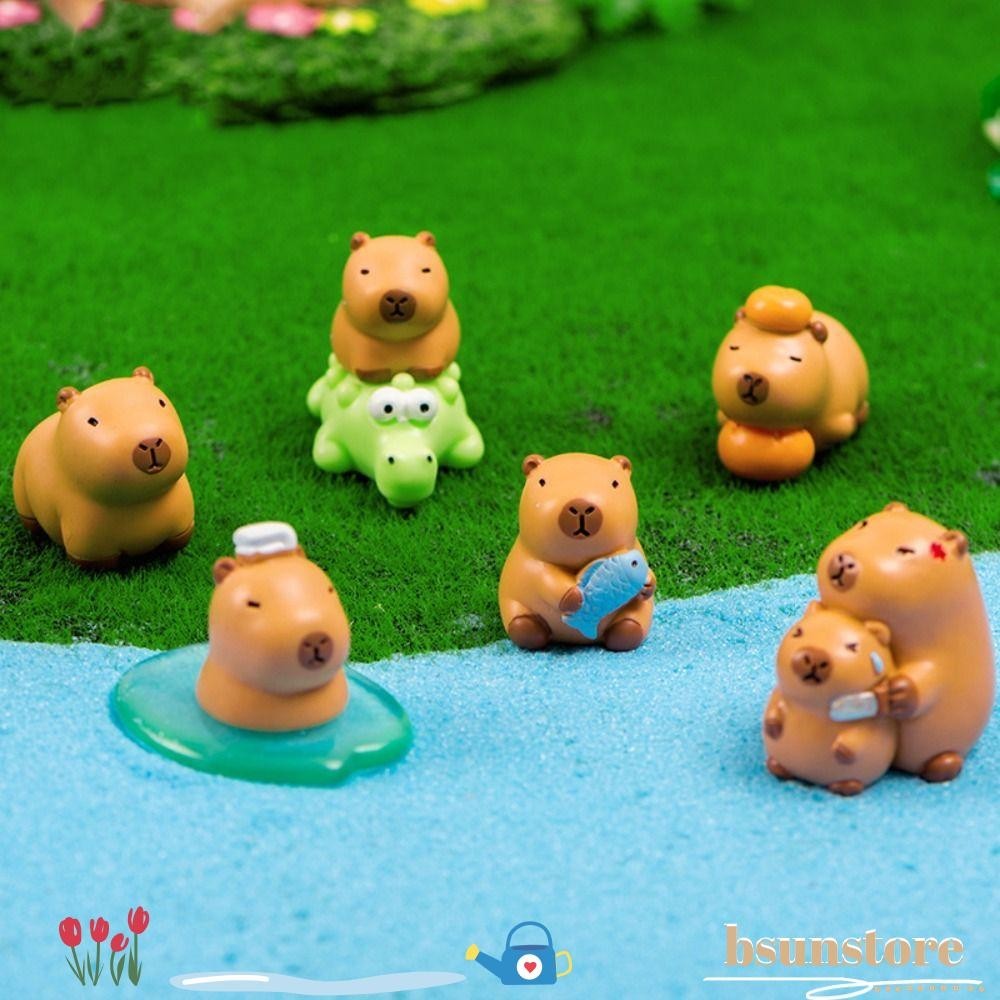 BSUNS Cartoon Capybara Statue, Resin Multicolor Miniature Capybara ...