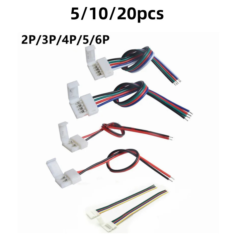 5pcs/10pcs/20PCS LED Connector 2/3/4/5/6Pin Strip To Wire Terminal 5/8 ...