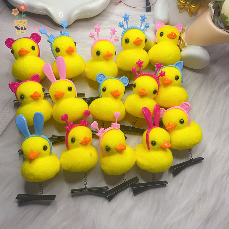 Sweetiy> Cartoon Children 3D Little Yellow Duck Plush Plastic Hairband ...