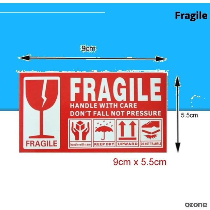 Fragile Sticker Label Warning Courier Postage Shipping 9cm x 5cm ...